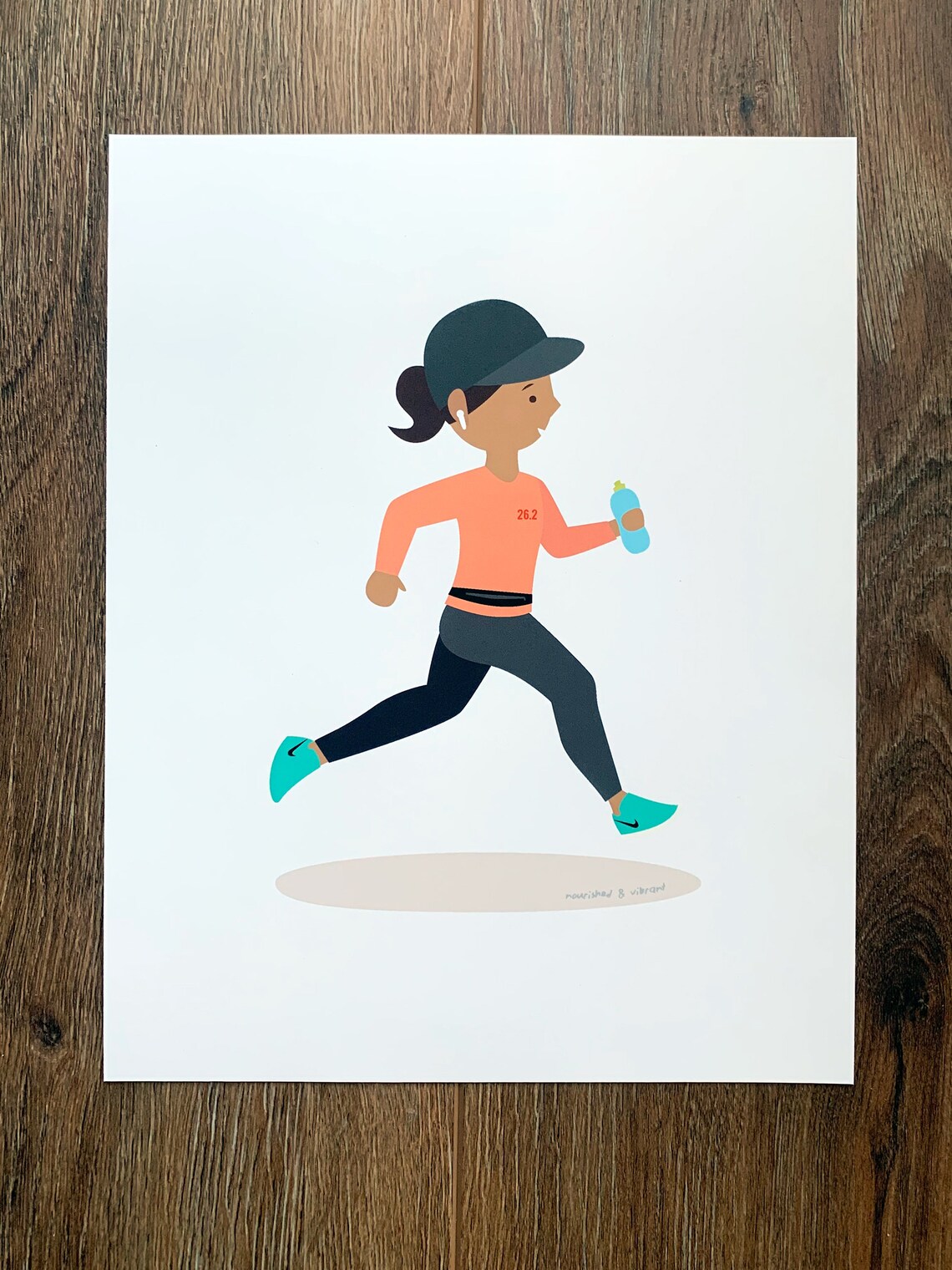 Runner Woman Fitness Poster - 5K, 10K, 13.1, 26.2 Custom Race Distance ...