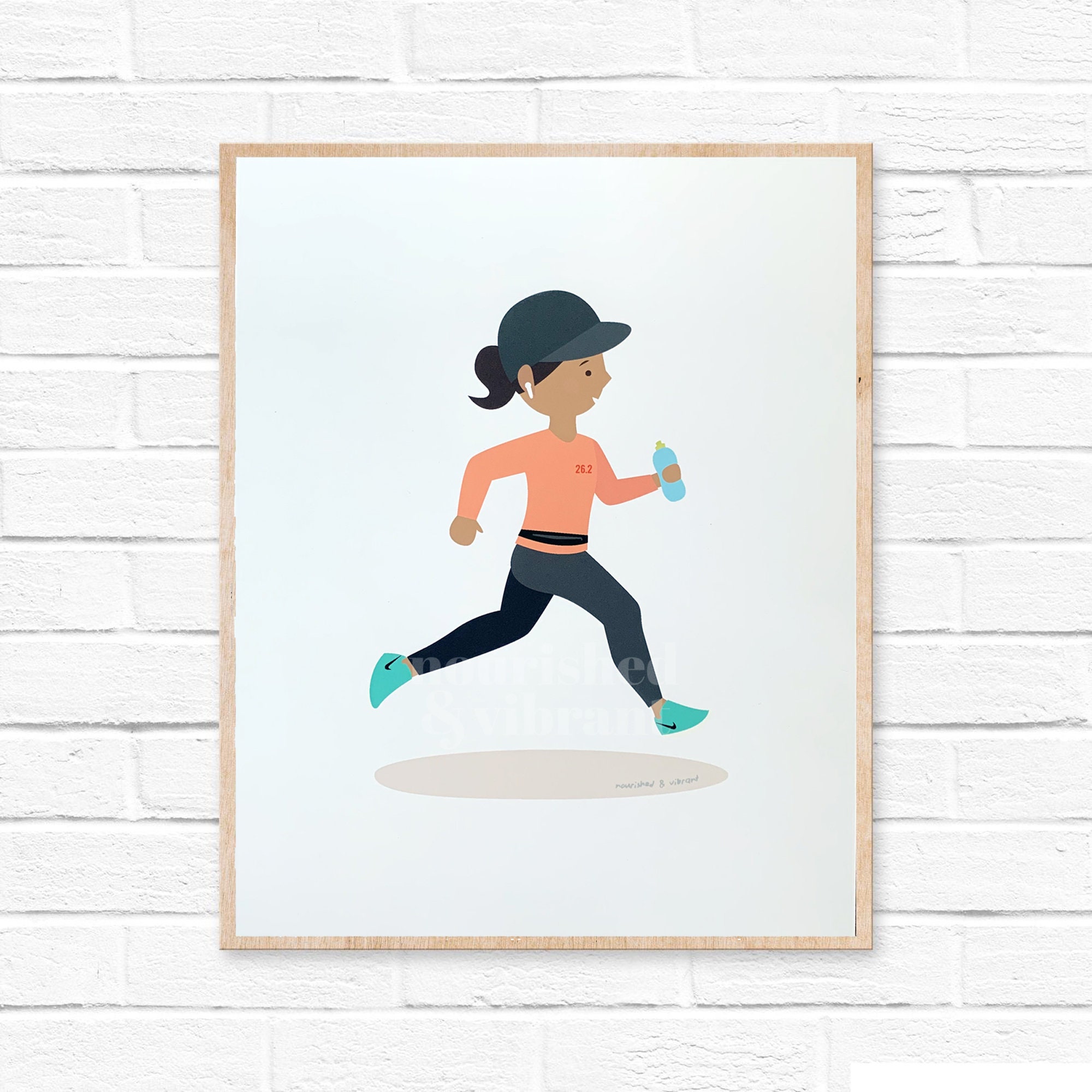 Runner Woman Fitness Poster - 5K, 10K, 13.1, 26.2 Custom Race Distance ...