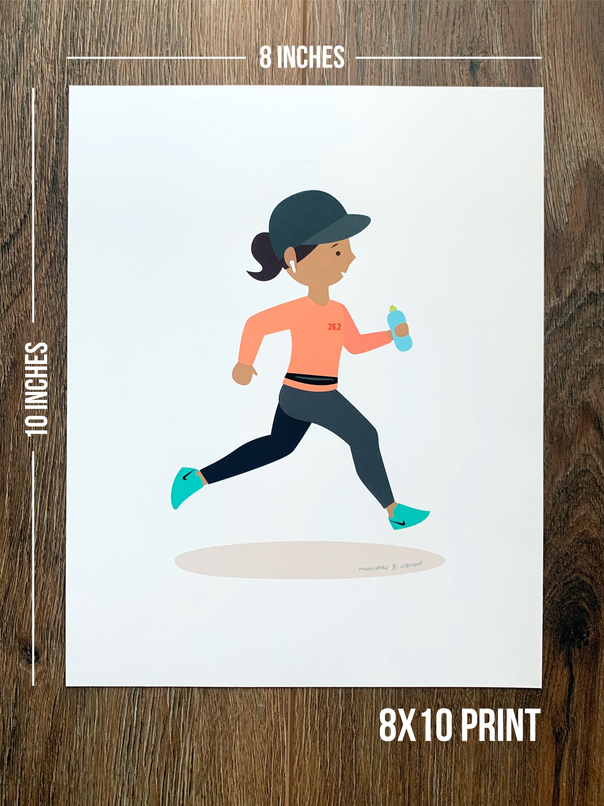 Runner Woman Fitness Poster - 5K, 10K, 13.1, 26.2 Custom Race Distance ...