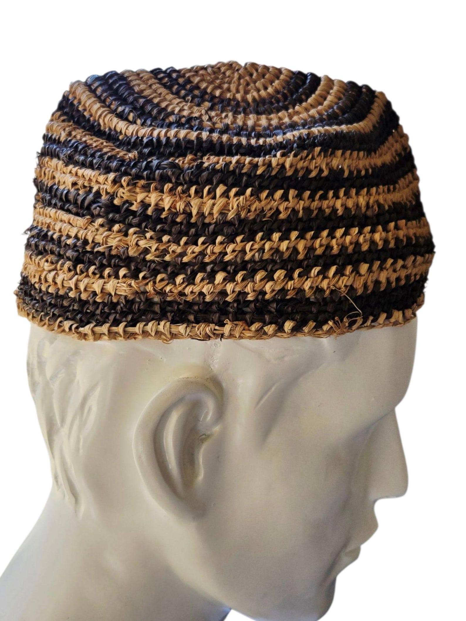 Handwoven Cameroon Raffia Hat –traditional Toghu Cap | Shallow Crown ...