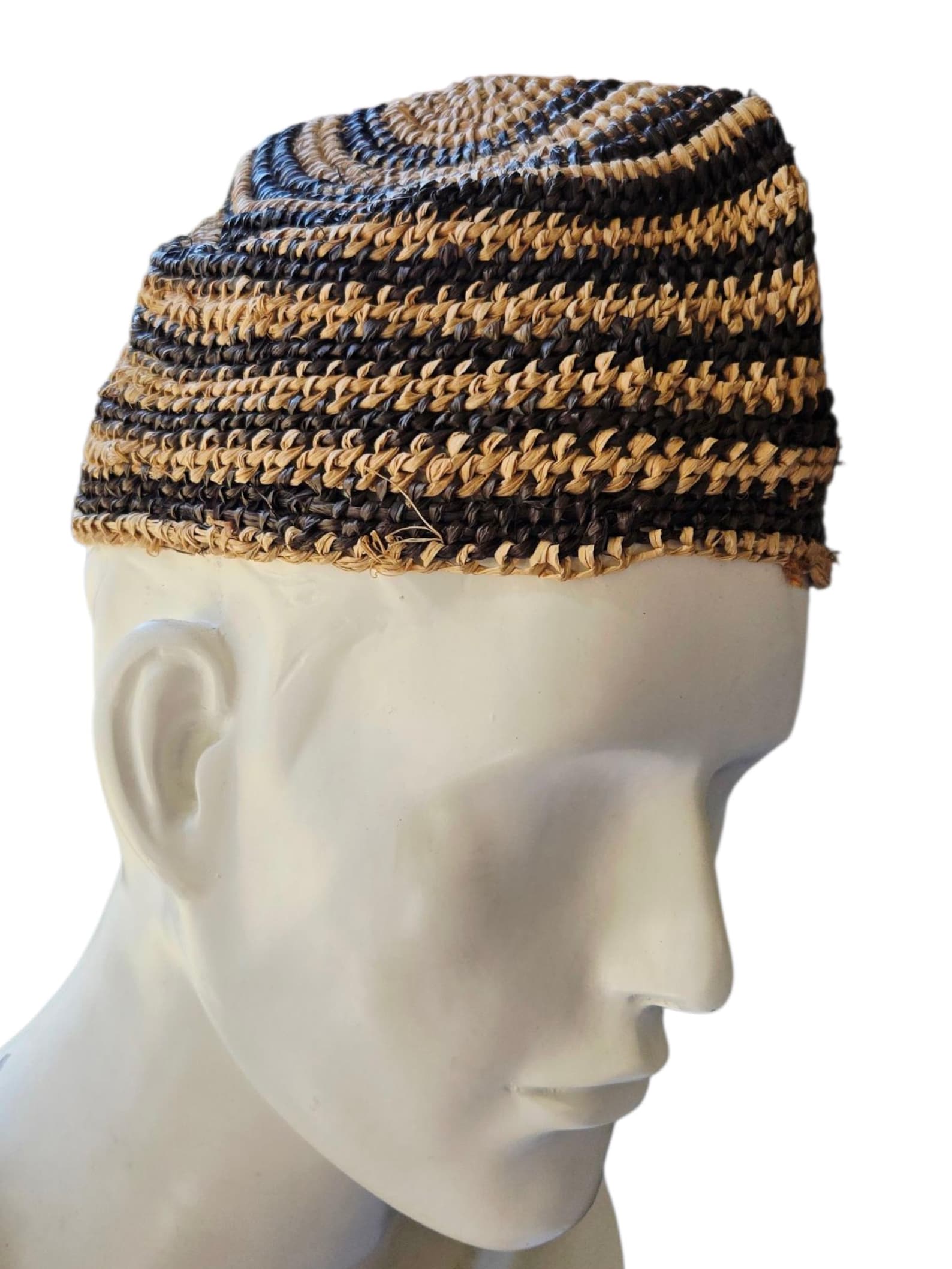 Handwoven Cameroon Raffia Hat –traditional Toghu Cap | Shallow Crown ...