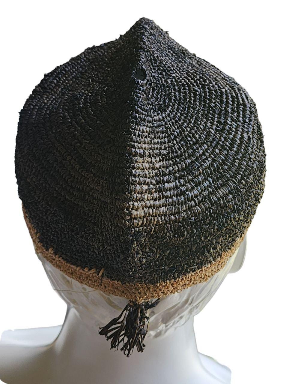 Handwoven Cameroon Raffia Hat –traditional Toghu Cap | Shallow Crown ...