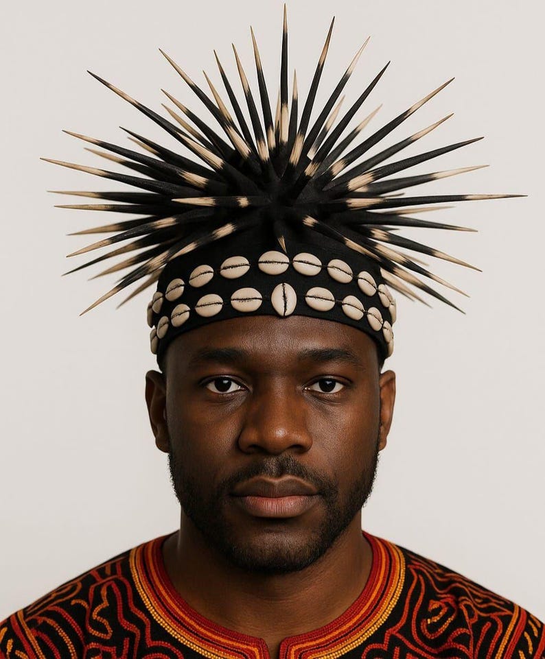 Handcrafted Bamileke Porcupine Quill Hat | Cameroonian Royal Headpiece ...