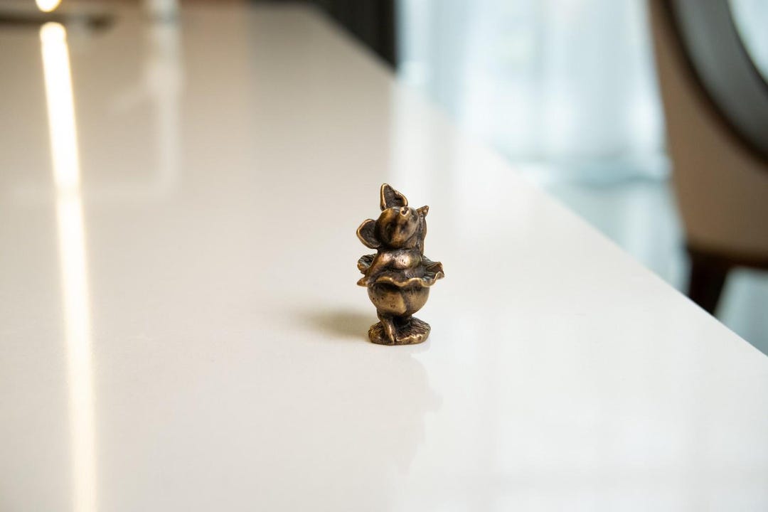 Brass Pig Figurine – Dancing Piglet Statue for Cute Animal Decor and ...