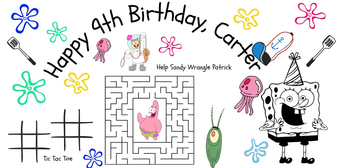 Spongebob Activity Sheet - Etsy