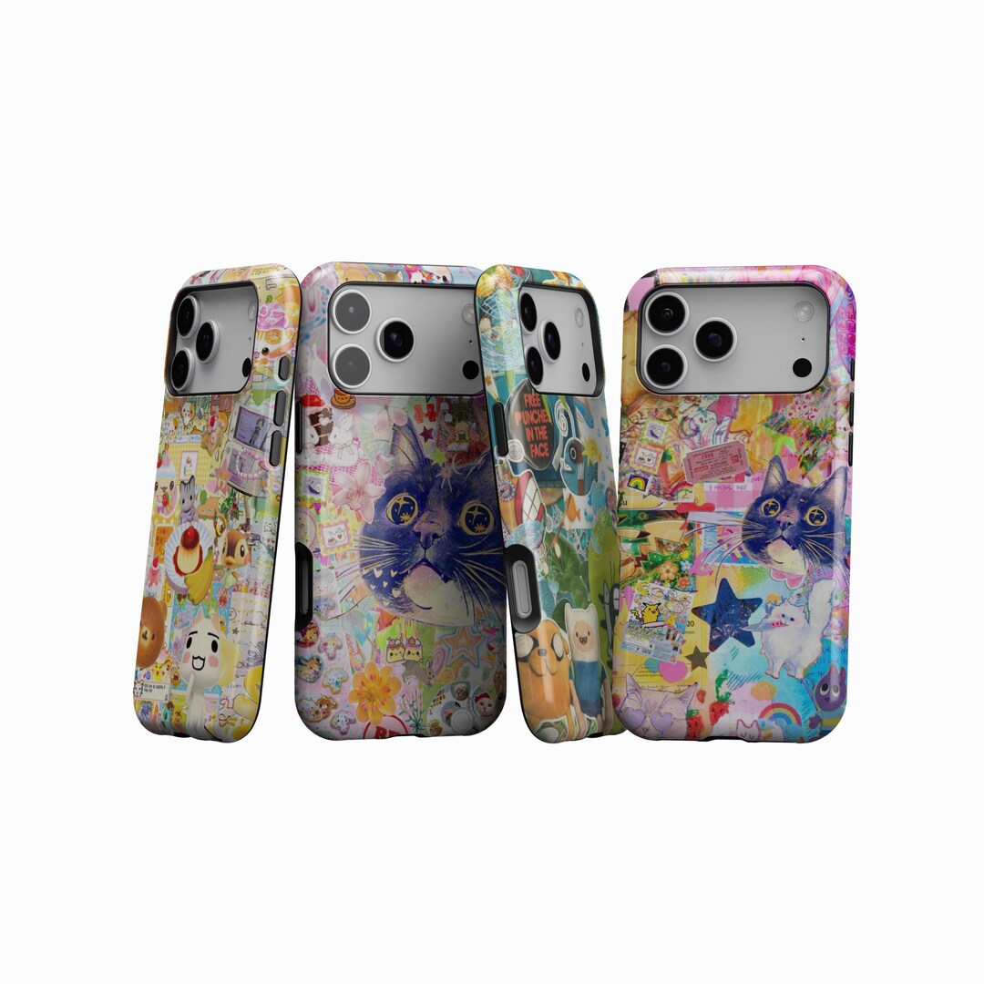 Kawaii Collage Phone Case, Cute Aesthetic Japanese Phone Cover, Cartoon ...