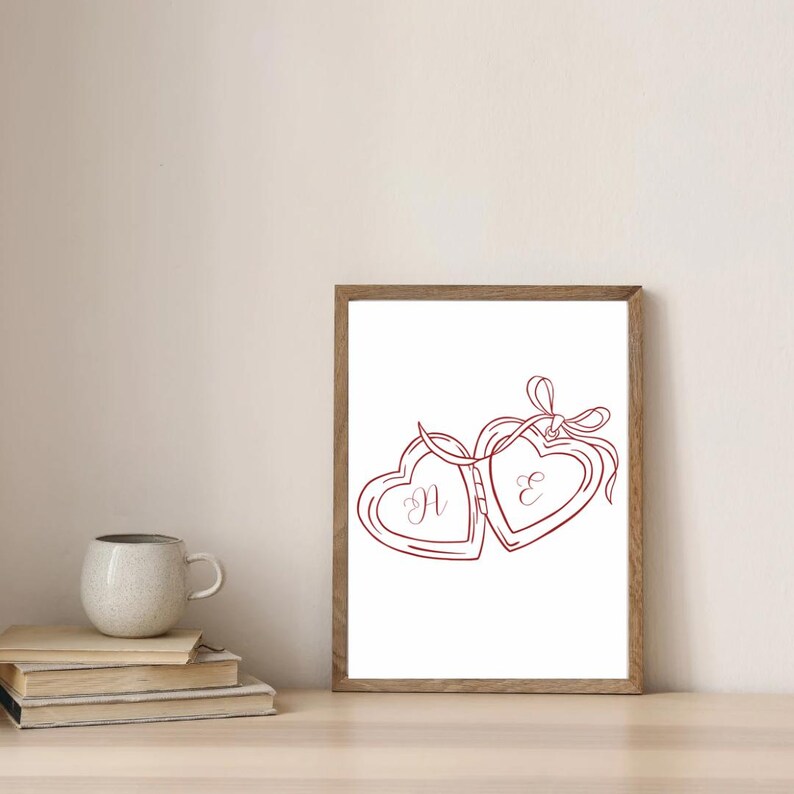 Personalised Heart Locket Print: Custom Initials Romantic Wall Art (PDF ...