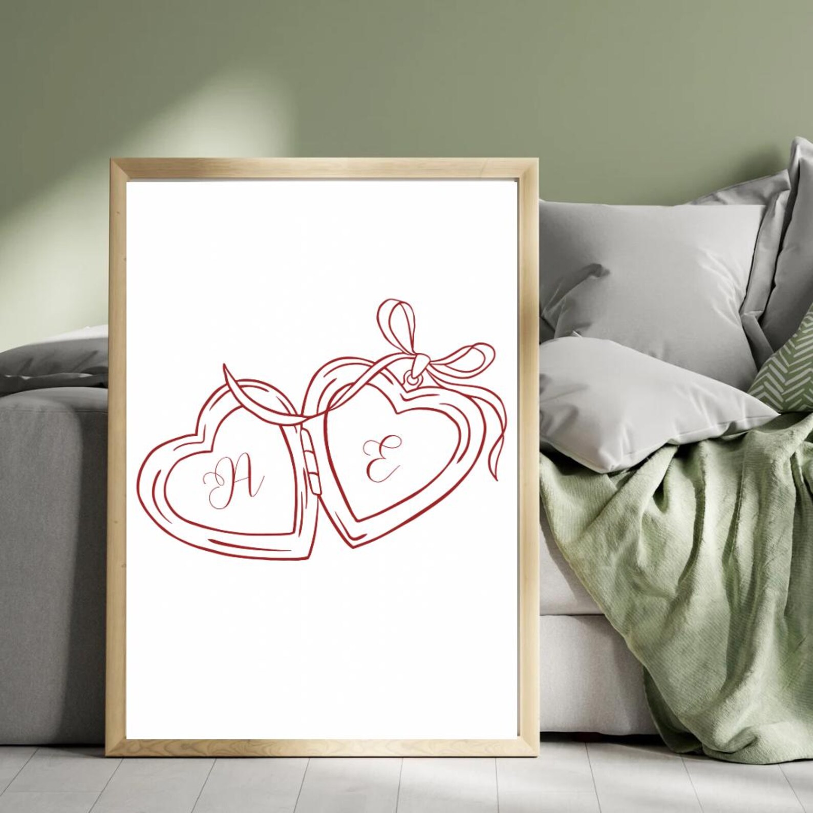 Personalised Heart Locket Print: Custom Initials Romantic Wall Art (PDF ...