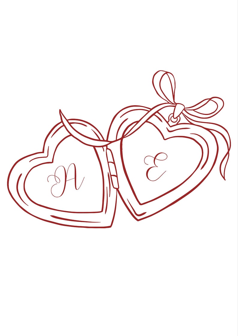 Personalised Heart Locket Print: Custom Initials Romantic Wall Art (PDF ...