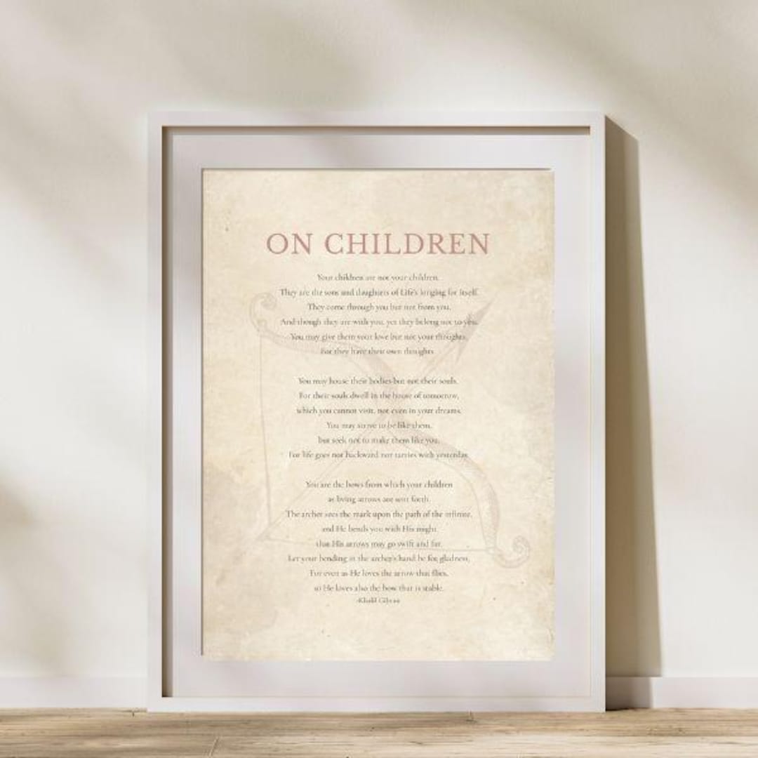 On Children by Khalil Gibran – Printable Wall Art Poem, Vintage Style ...