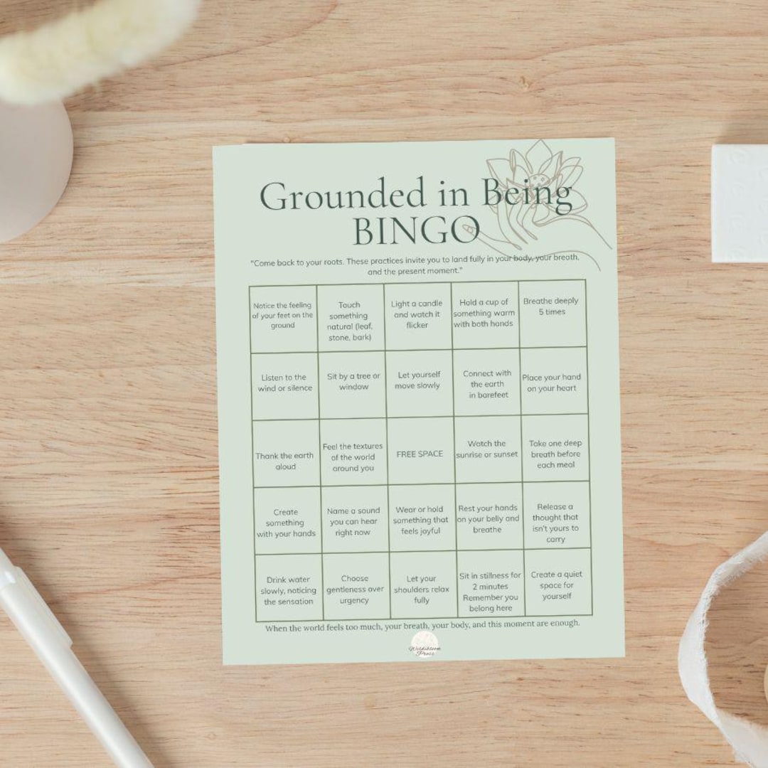 Grounded in Being Bingo Printable | Grounding & Presence Activity ...