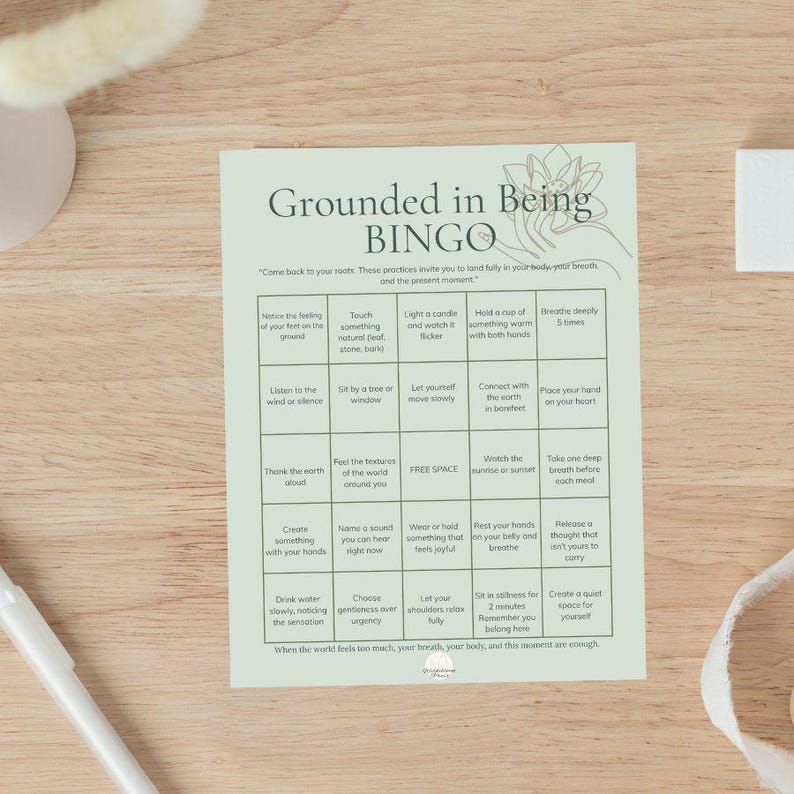 Grounded in Being Bingo Printable | Grounding & Presence Activity ...