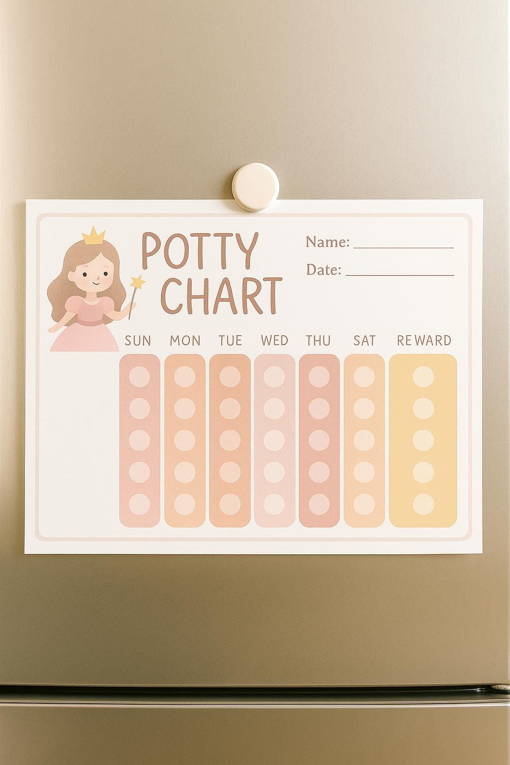 Princess Potty Training Chart – A4 Digital Download – Toddler Girl ...