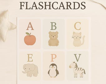 Printable A–Z Alphabet Flashcards for Kids | Pastel Animal & Object ABC ...