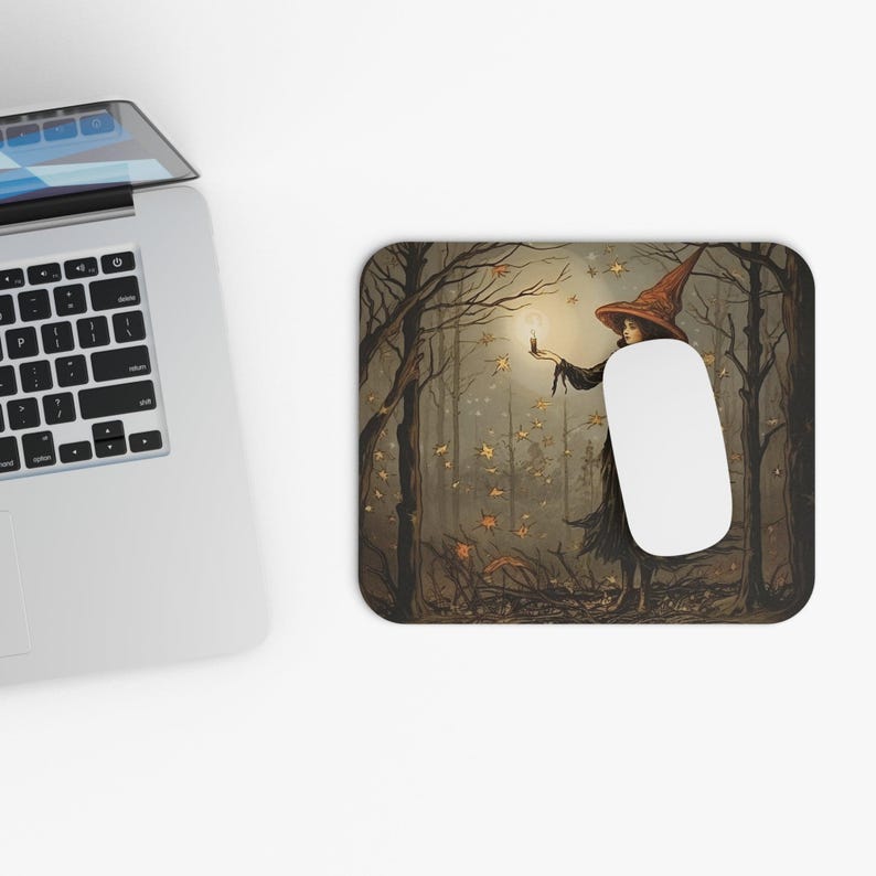 Mystical Witch Mouse Pad - Enchanted Forest Design for Witchy ...