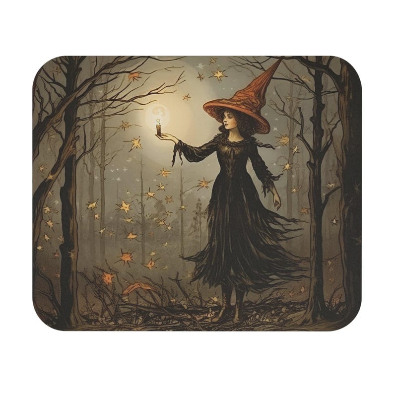 Mystical Witch Mouse Pad - Enchanted Forest Design for Witchy ...