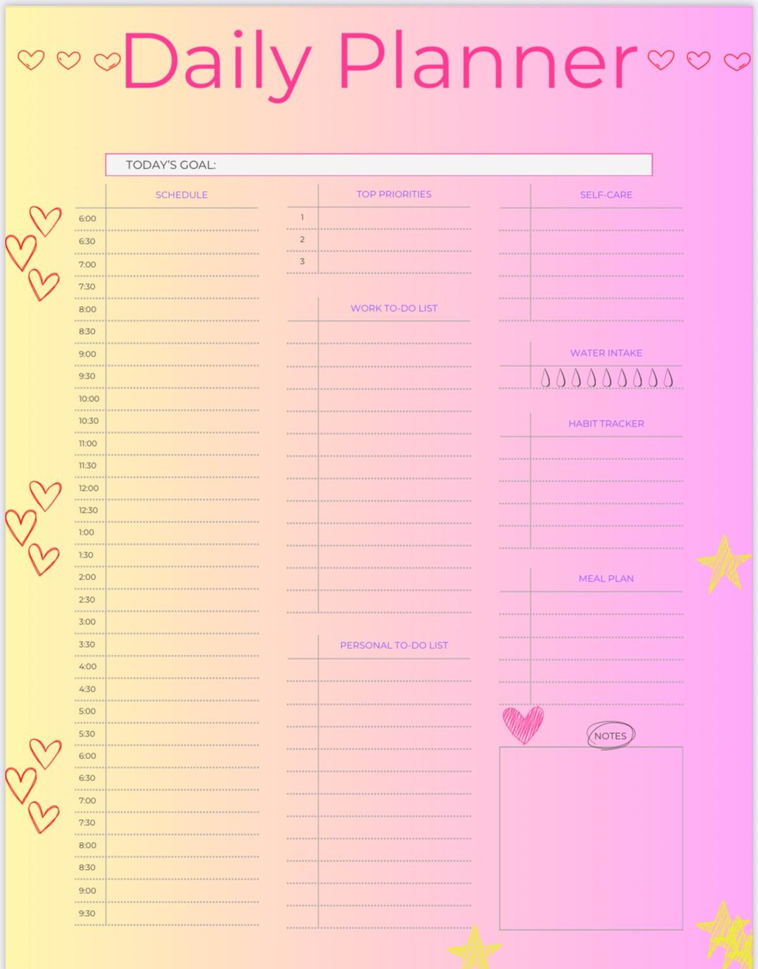 Girly Aesthetic Digital Downloadable Daily Planner - Etsy