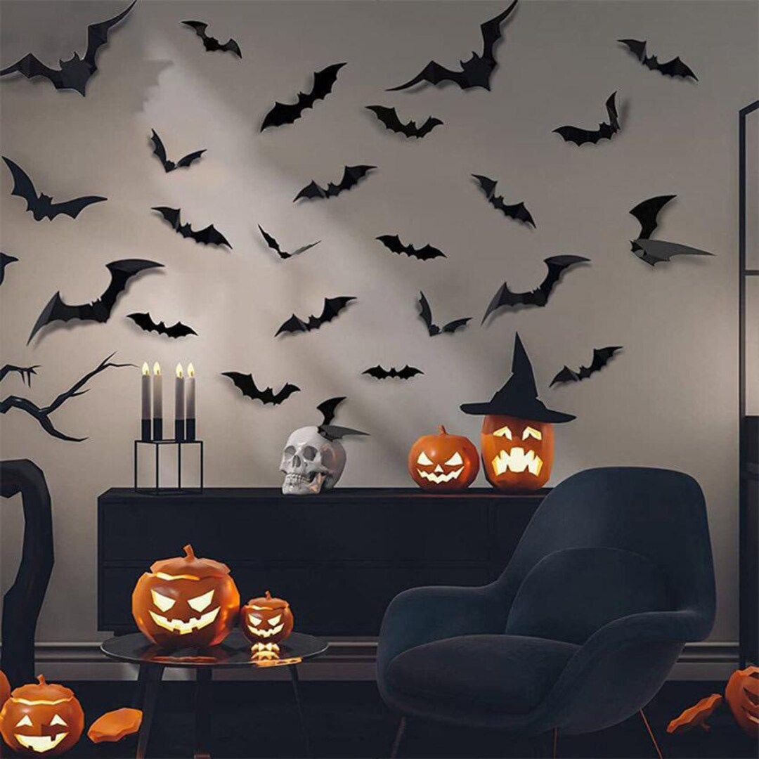 3D Bat Wall Sticker Halloween Decorations — 12pcs / 60pcs Pack - Etsy
