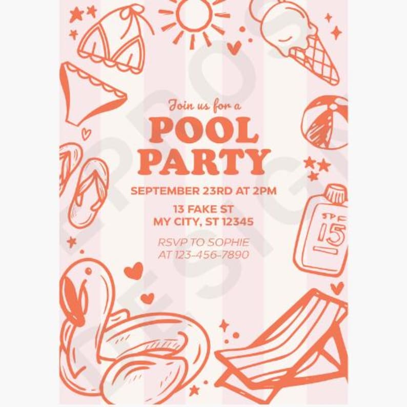 Pool Party Invitation Template – Editable Summer Canva Template ...