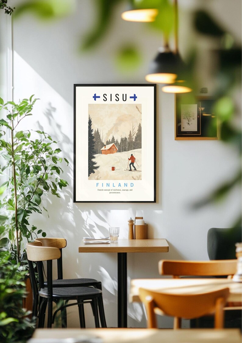 Sisu Finland Ski Cabin Art Print: Nordic Winter Landscape - Etsy