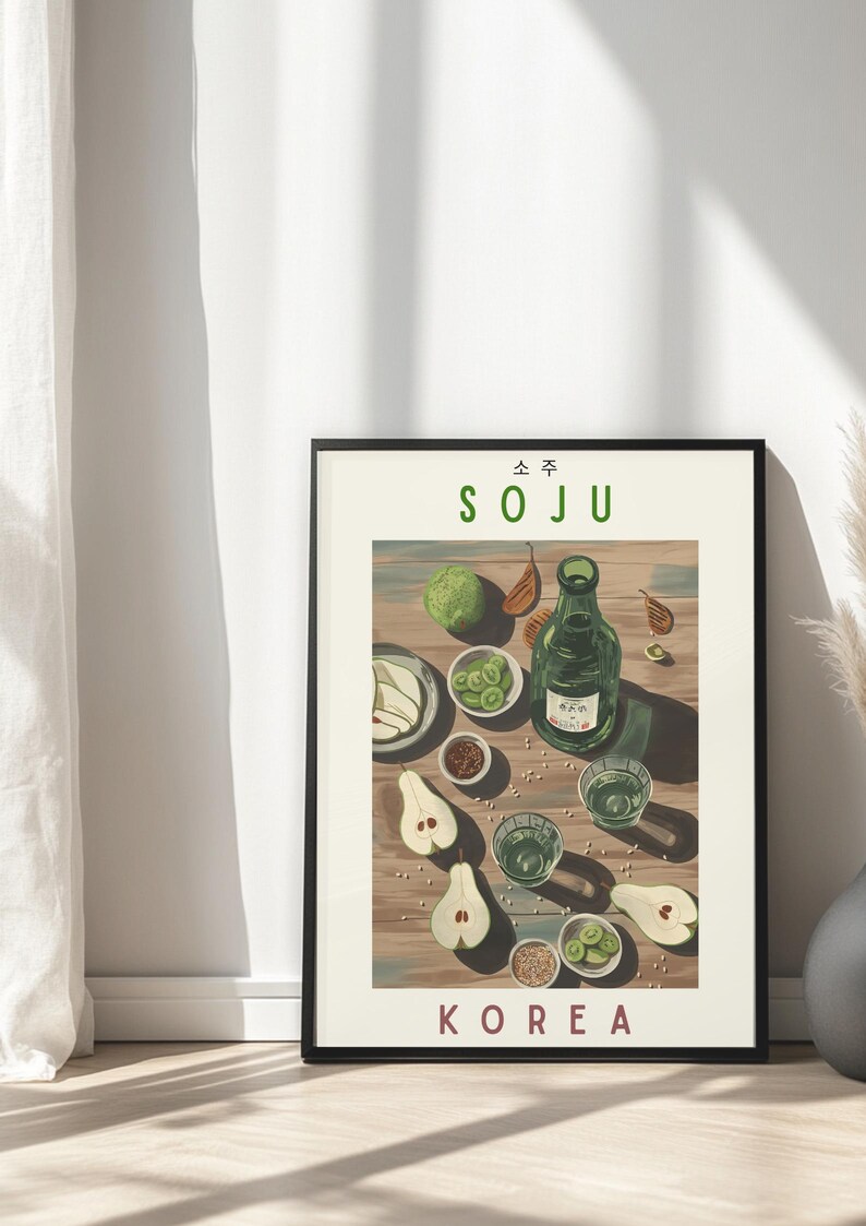 Soju Poster: Minimalist Korean Alcohol Bar Art Print - Etsy