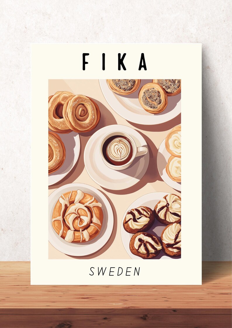 Fika Wall Art – Scandinavian Food Print – Swedish Coffee Poster ...