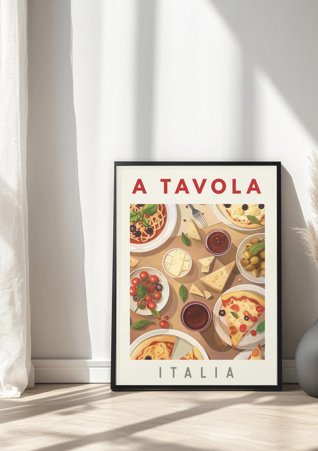 A Tavola Italian Food Print – Pizza Pasta Wine Kitchen Wall Art – Italy ...