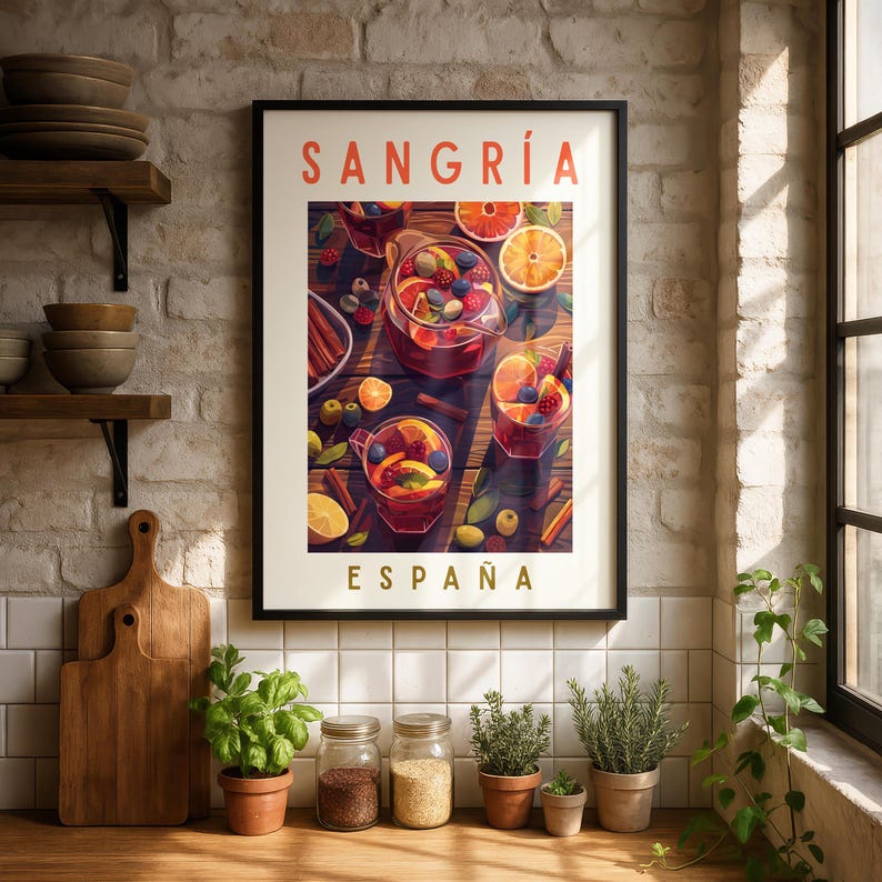 Sangria Cocktail Poster: Vibrant Spanish Drink Art Print - Etsy