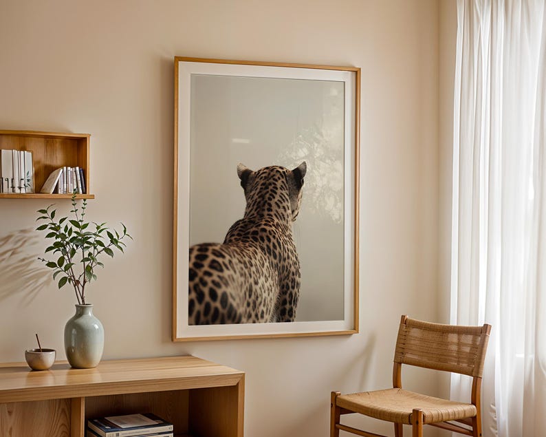 Leopard Back View Art Print: Minimalist Scandinavian Poster - Etsy