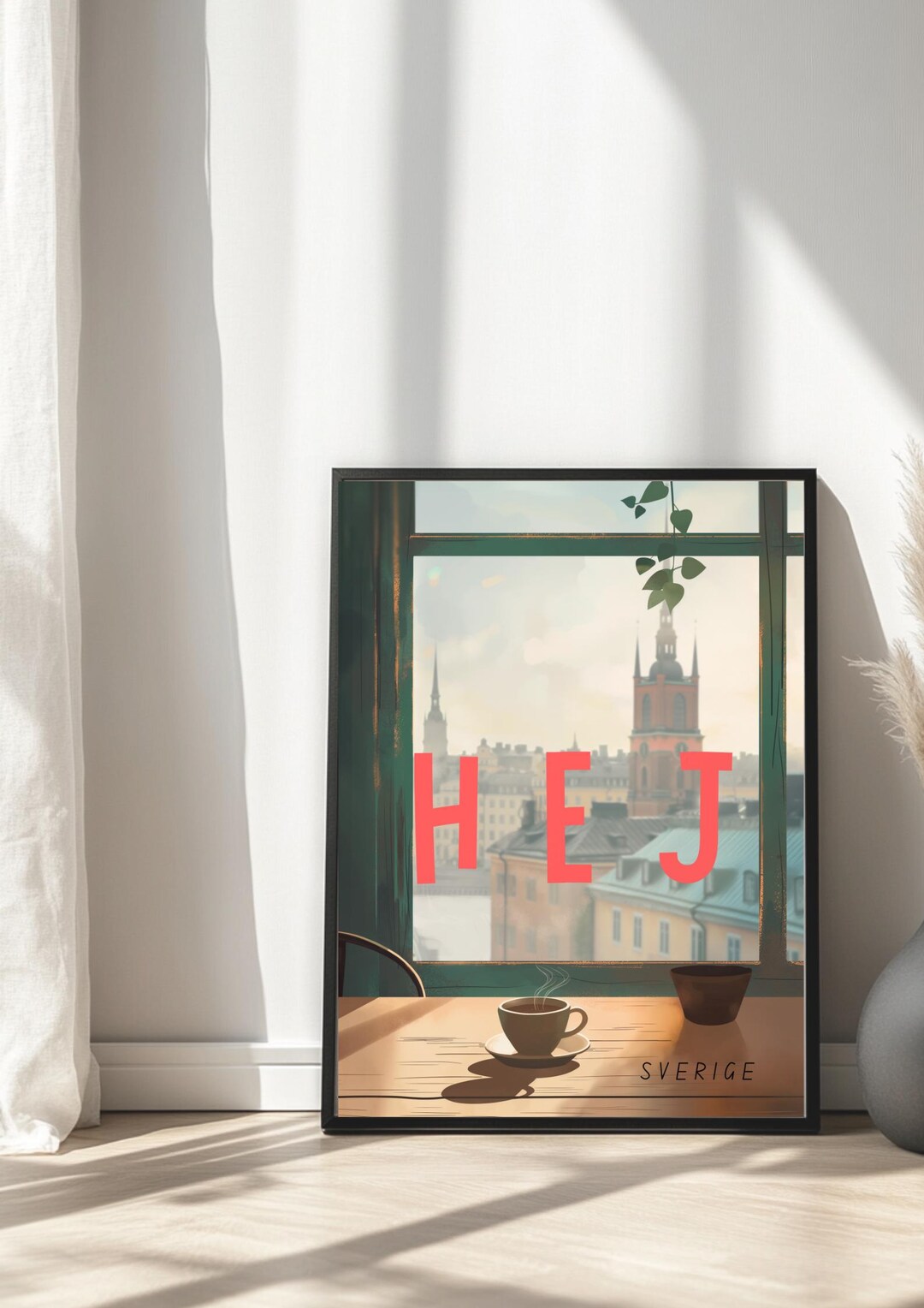 HEJ Poster – Swedish Typography Art Print - Stockholm Coffee Wall Art ...