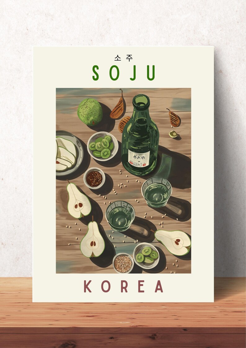 Soju Poster: Minimalist Korean Alcohol Bar Art Print - Etsy