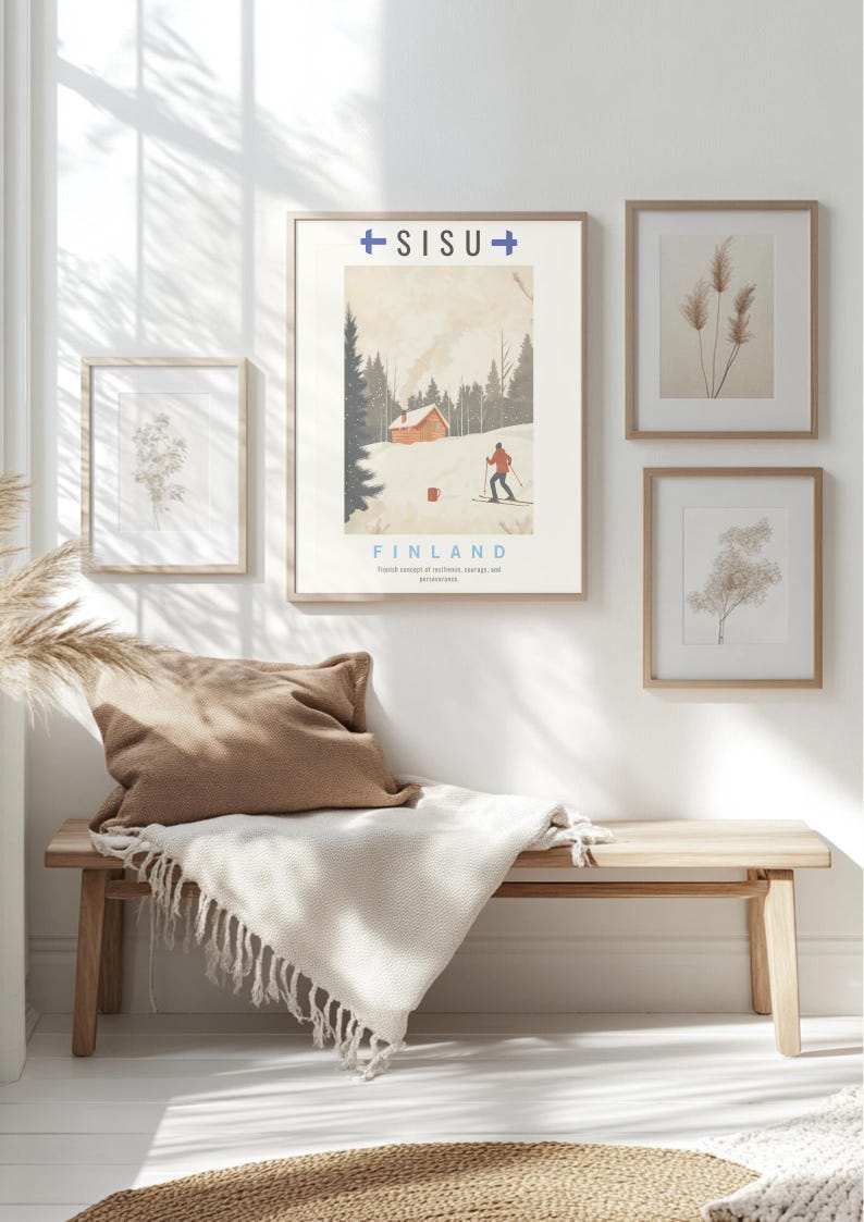 Sisu Finland Ski Cabin Art Print: Nordic Winter Landscape - Etsy