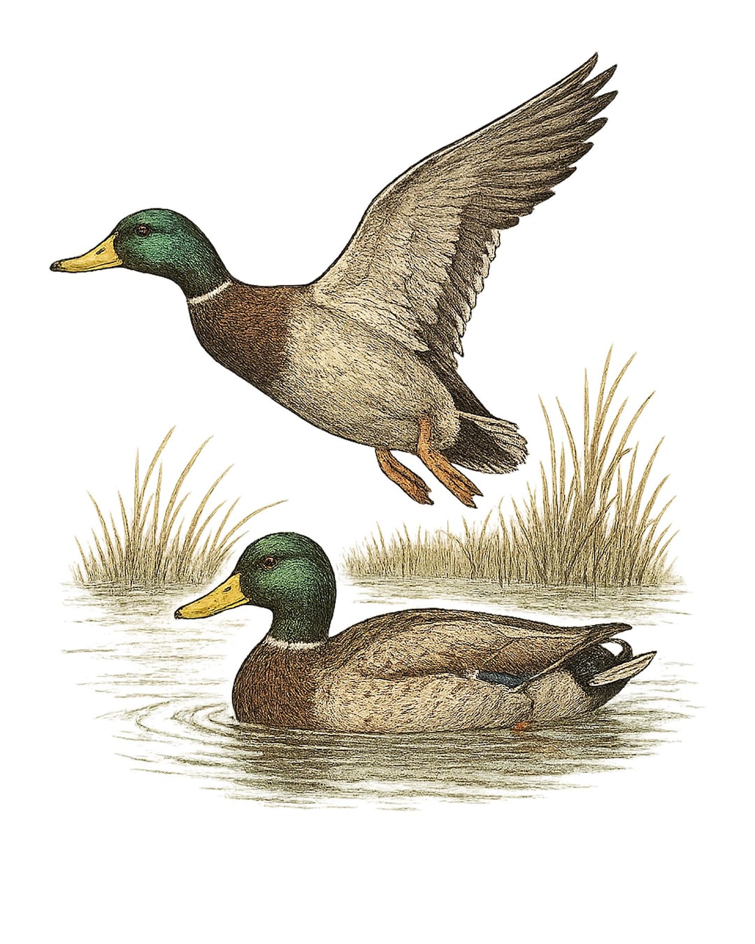 Retro Mallard Ducks Fall Png, 90s Waterfowl Duck Png, Vintage Duck Png ...