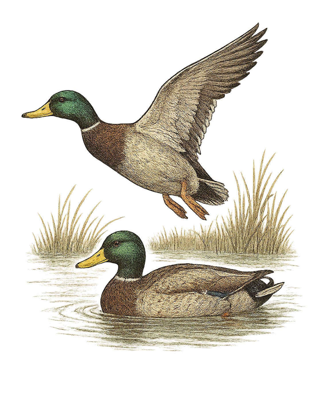 Retro Mallard Ducks Fall Png, 90s Waterfowl Duck Png, Vintage Duck Png ...