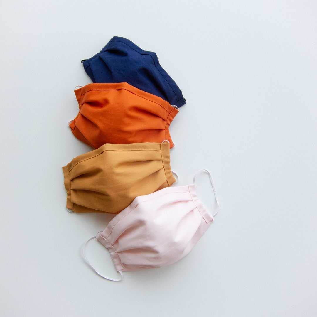 Face Mask With Nose Wire & Filter Pocket | Cotton Solid Color | Work ...