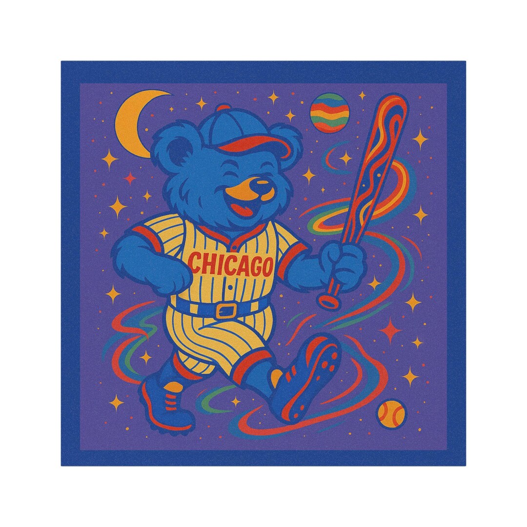 Vintage Chicago Bears Car Magnets,cosmic Chicago Baseball Bear, Retro ...