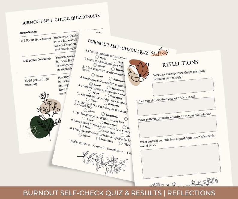 Burnout Recovery Journal | Digital Self-care Workbook | Printable ...
