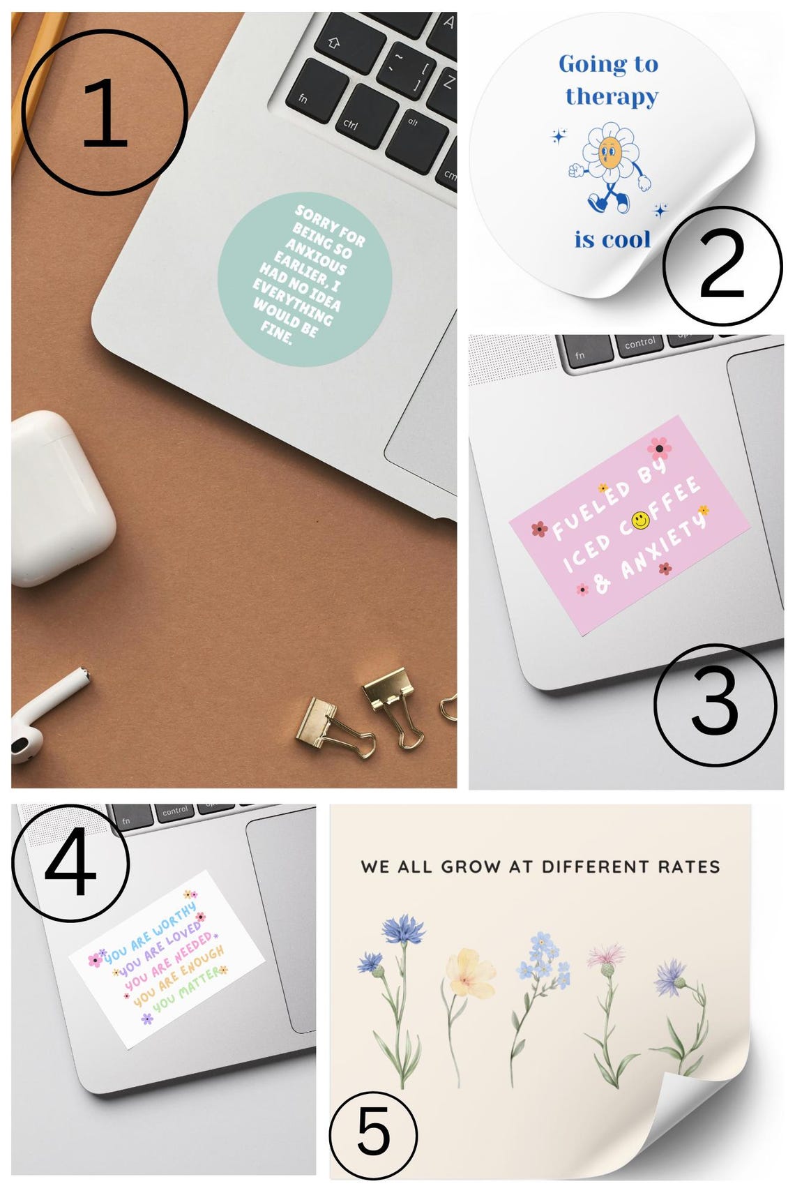 Mental Health Sticker Bundle-anxiety, Therapy, Coffee, Self-worth - Etsy