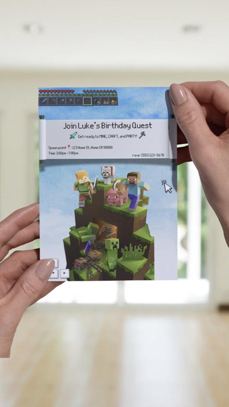 MINECRAFT BIRTHDAY INVITATION - Etsy