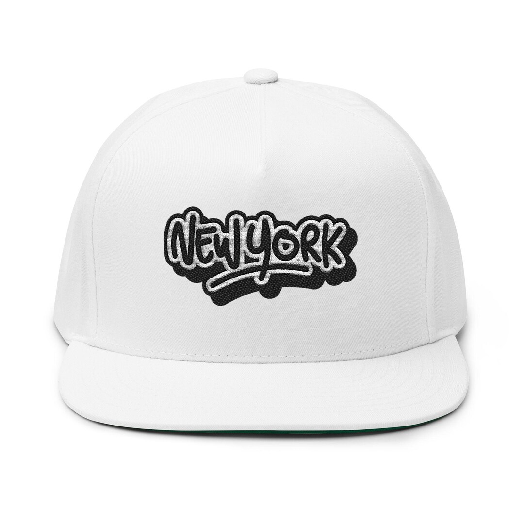 Embroidered Flat Bill Cap, New York Written American Style Hat ...