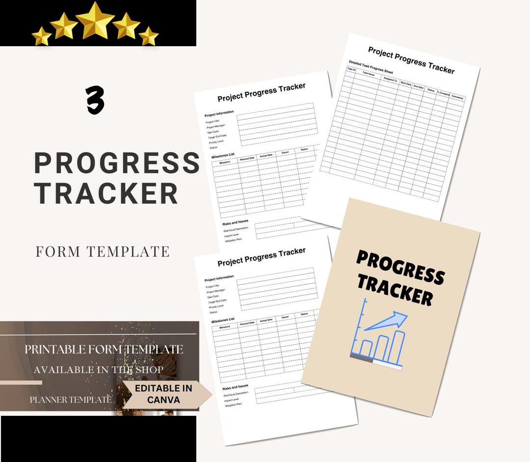 Progress Tracker | Fillable PDF Template | Daily Habit & Goal Tracker ...
