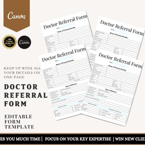 Doctor Referral Form Template | Editable Canva Medical PDF | Printable ...