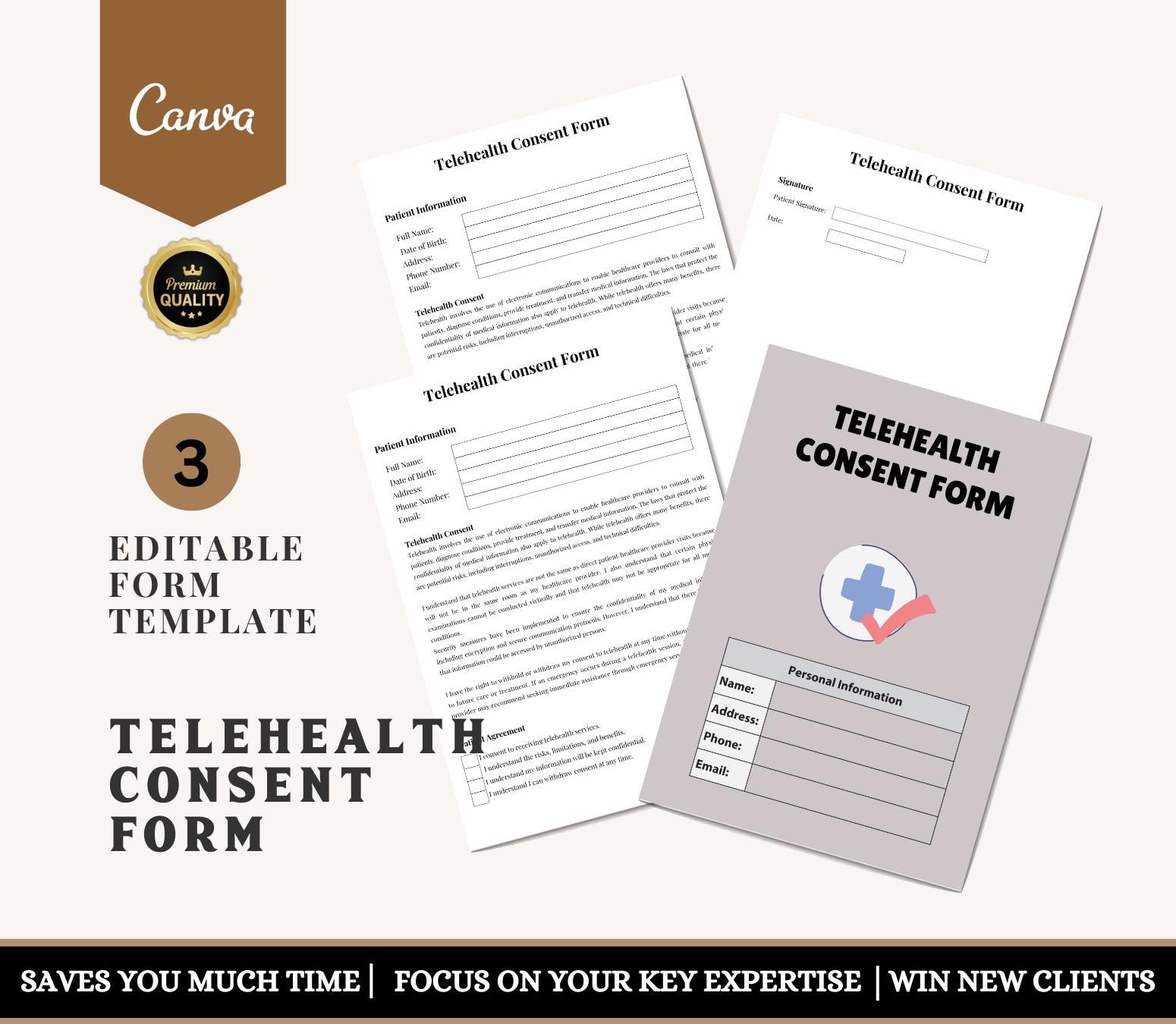 Telehealth Consent Form | Fillable PDF | Therapy & Healthcare Template ...