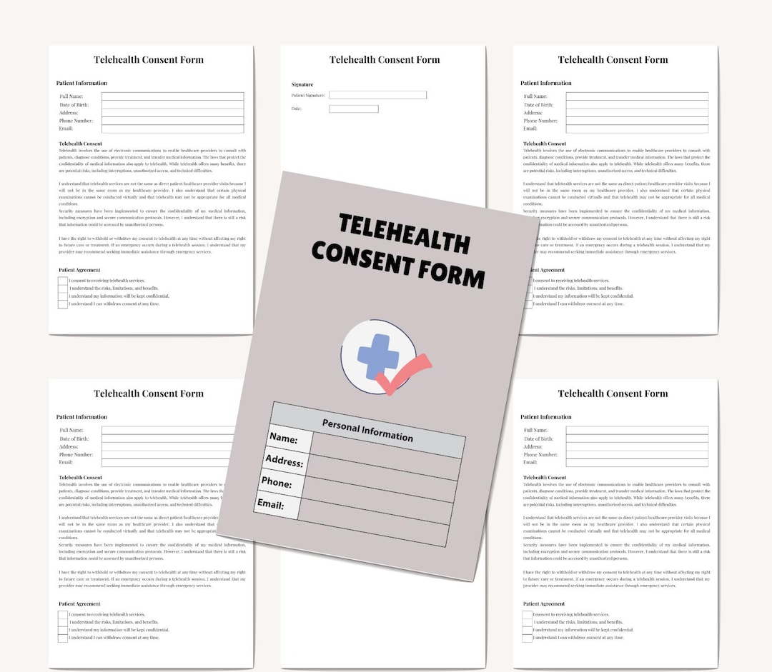 Telehealth Consent Form | Fillable PDF | Therapy & Healthcare Template ...
