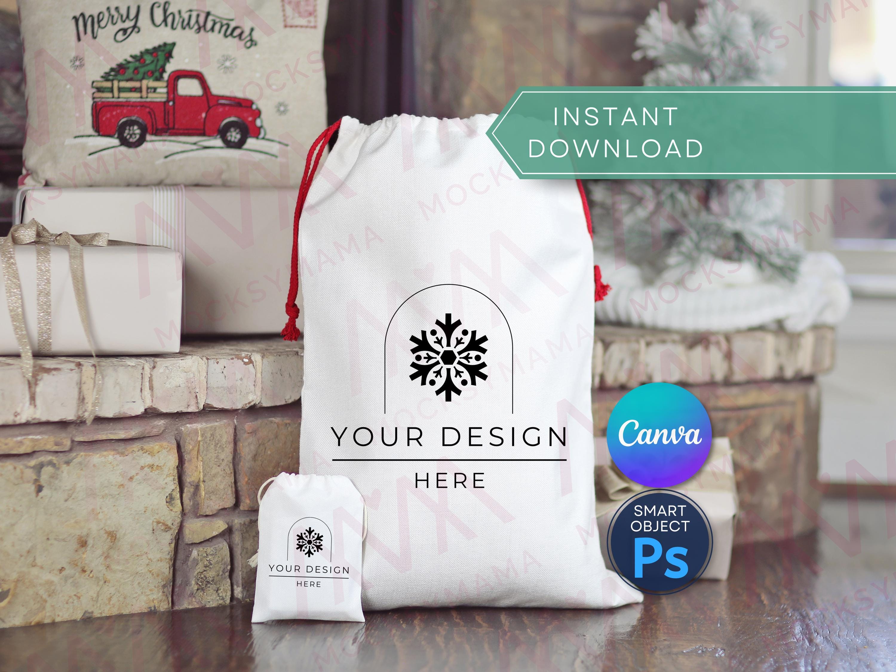 Christmas Santa Sack Mockup, Blank Santa Bag Mock Up, Christmas Bag ...