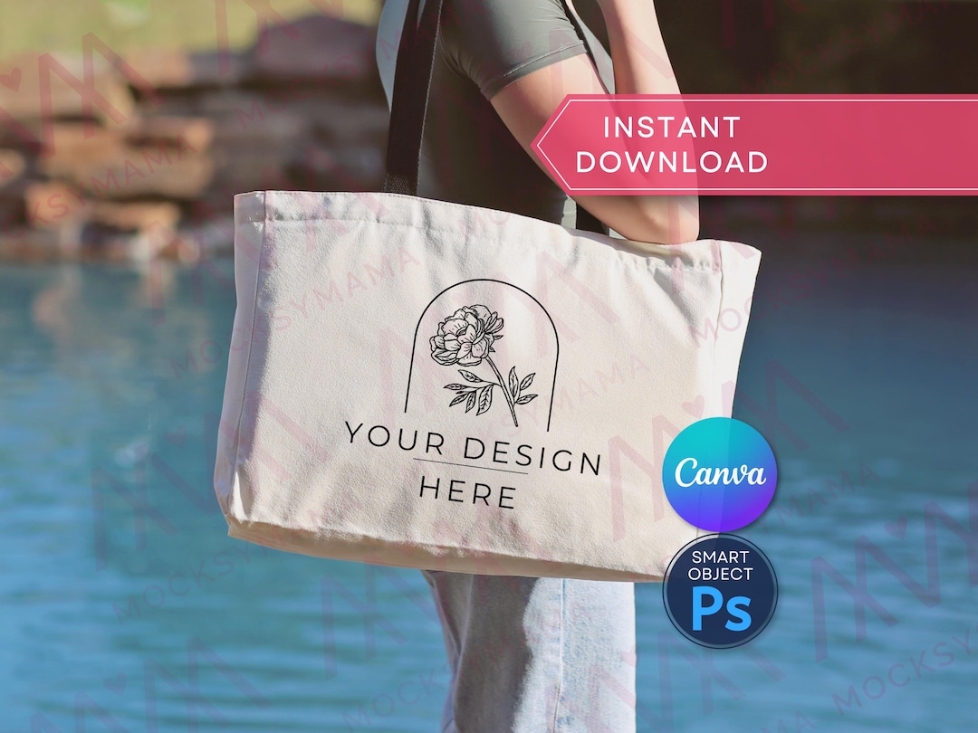 Canvas Tote Bag Mockup, Blank Tote Mockup, ICP Tote Bag Mockup PNG ...