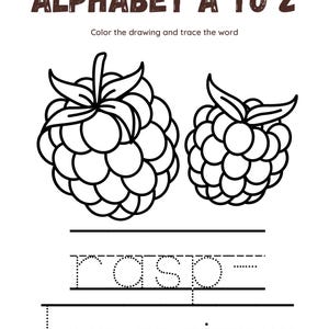 A to Z Coloring Fruits for Kids With Tracing Easy Download for Kids ...