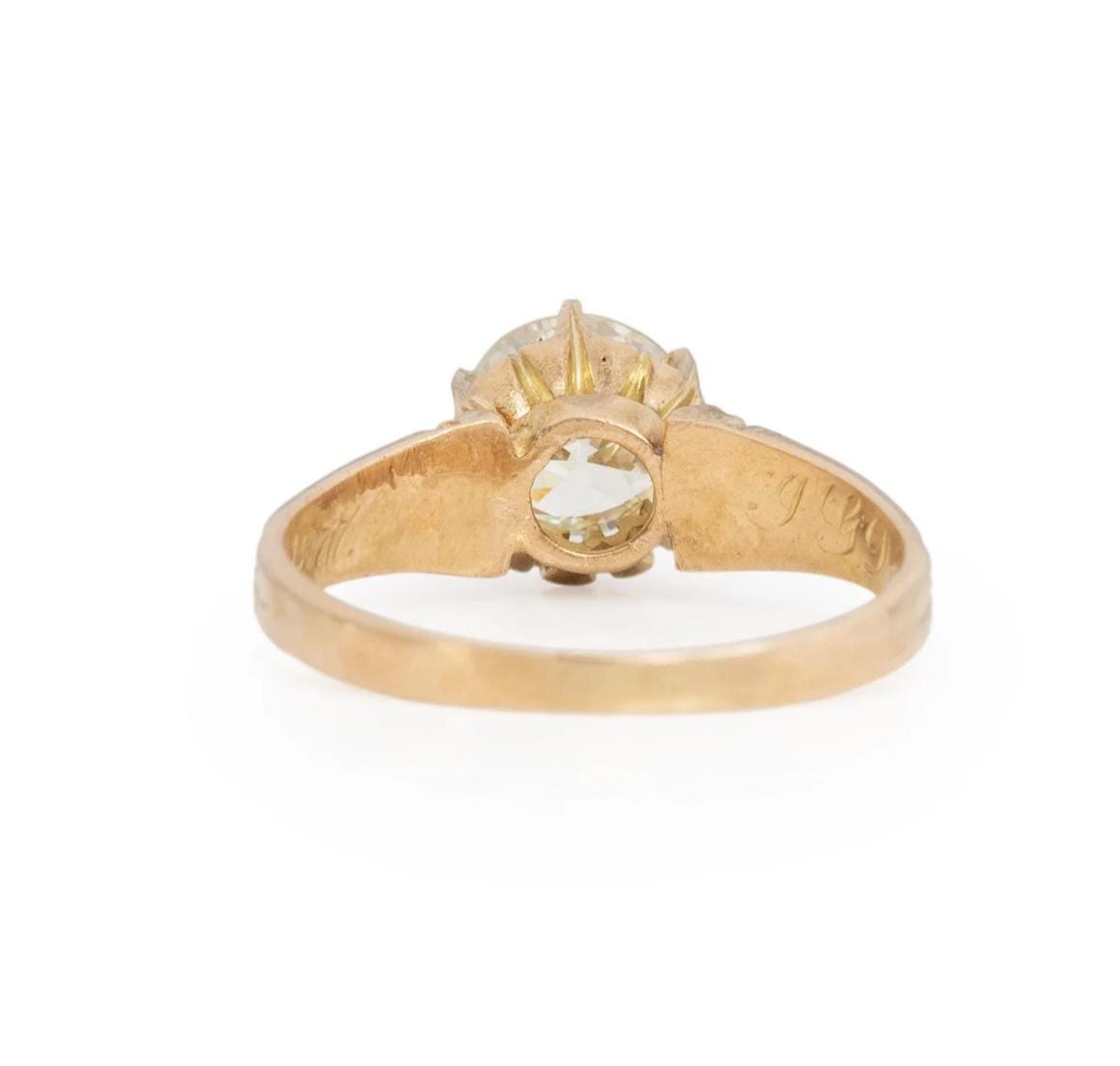 Circa 1877 Victorian 14K Yellow Gold 1.37ct Old European Brilliant ...