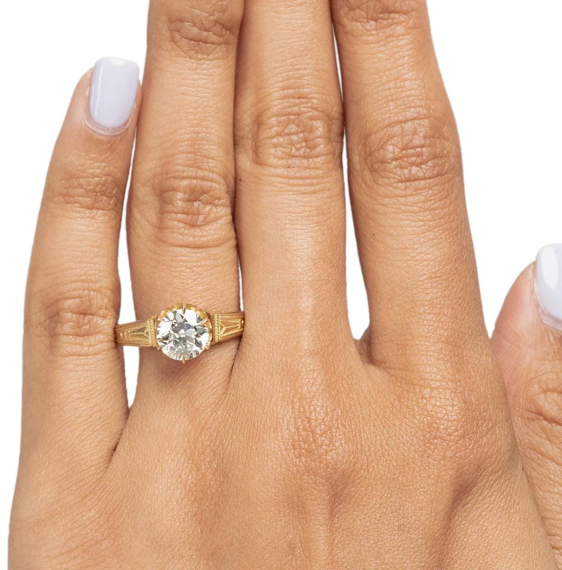 Circa 1877 Victorian 14K Yellow Gold 1.37ct Old European Brilliant ...