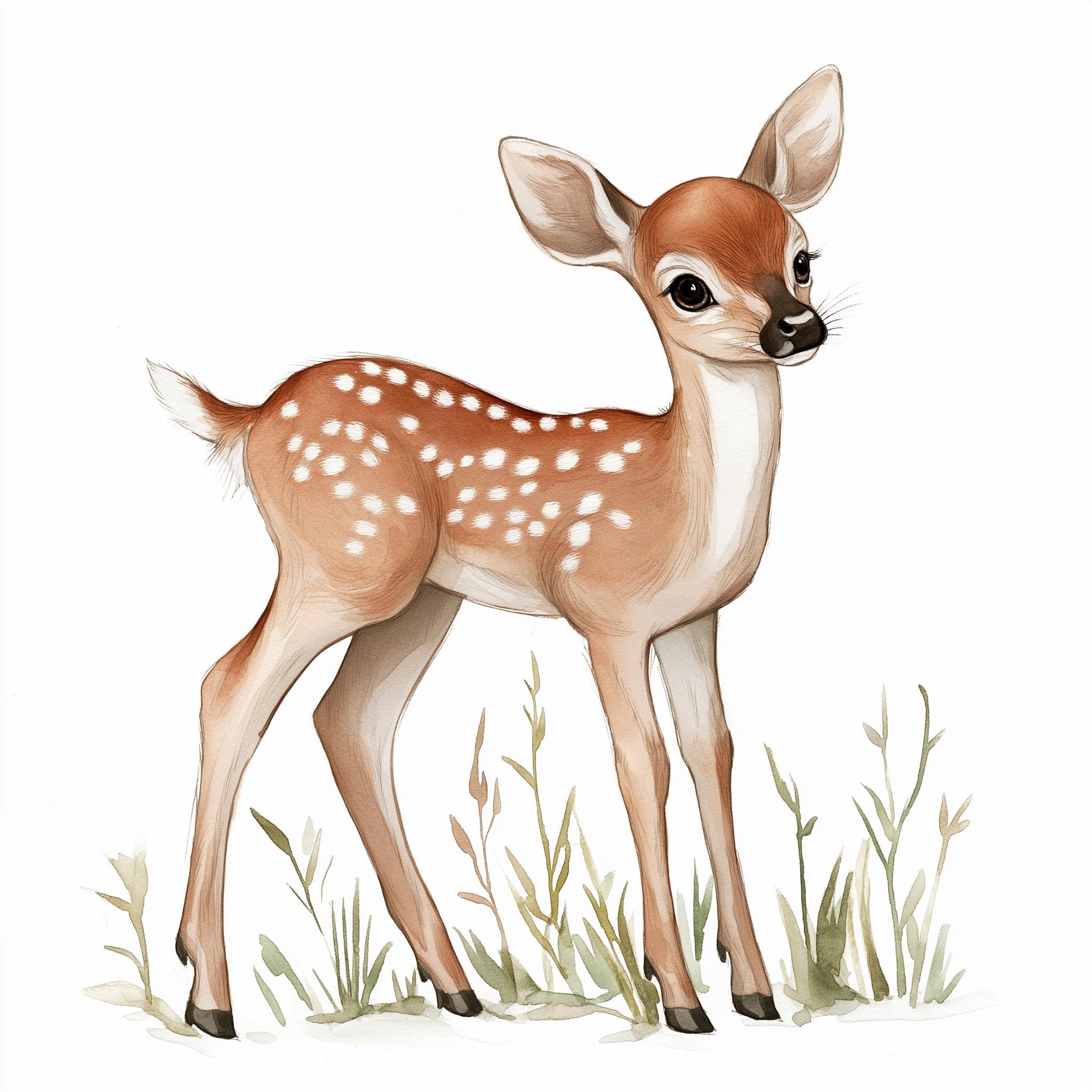 Watercolor Baby Woodland Animals Clip Art – 10 PNG Images (instant ...